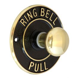 Round Embossed Bell Pull Mechanical - Polished Brass House of Brass Ltd