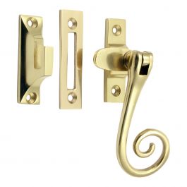 Casement Fastener Monkey Tail - Polished Brass House of Brass Ltd